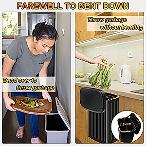 SXDLED Hanging Kitchen Trash Can with Lid, 1.05 Gal Stainless Steel Garbage Can Bathroom Trash Can Indoor Compost Bin for Counter Top, Wall-Mounted, Under Sink or Floor