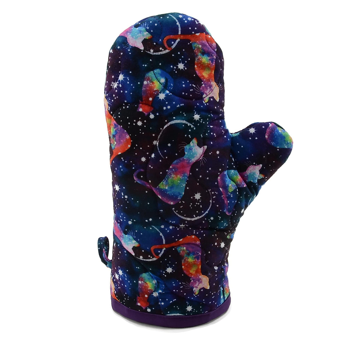 Cats in Space Oven Mitt - Blue, Purple, and White Cotton Pot Holder