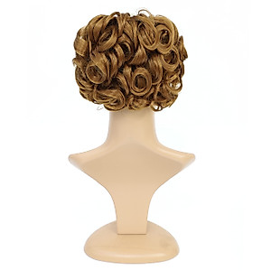 SWACC Short Messy Curly Dish Hair Bun Extension Easy Stretch hair Combs Clip in Ponytail Extension Scrunchie Chignon Tray Ponytail Hairpieces (Strawberry Blonde-27#)