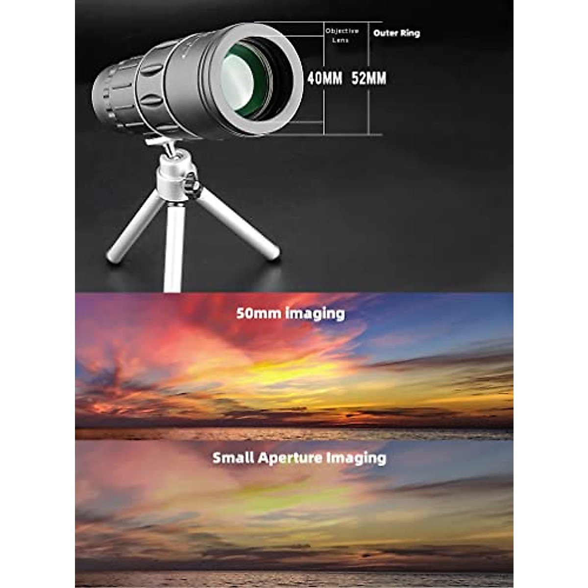 16X52 Monocular Telescope with Tripods, NOBLEDUCHESS High Power Prism Compact Monoculars for Adults Kids, HD Monocular Scope for Bird Watching Hiking Concert Travelling