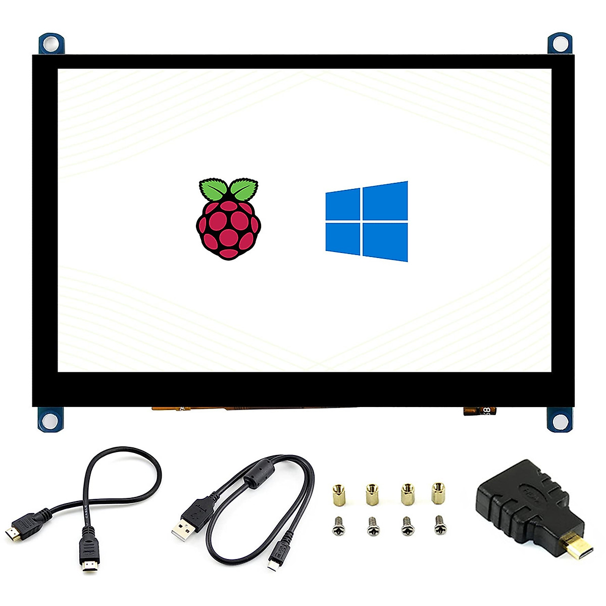 Bicool 5inch HDMI LCD Rev 4, 800x480 Capacitive Touchscreen Monitor TFT Display for All Raspberry Pi 4B/3B+/3B/Zero/Zero W/WH, Support Windows 10/8.1/8 / 7,5-Points Touch Driver Free Toughened Glass