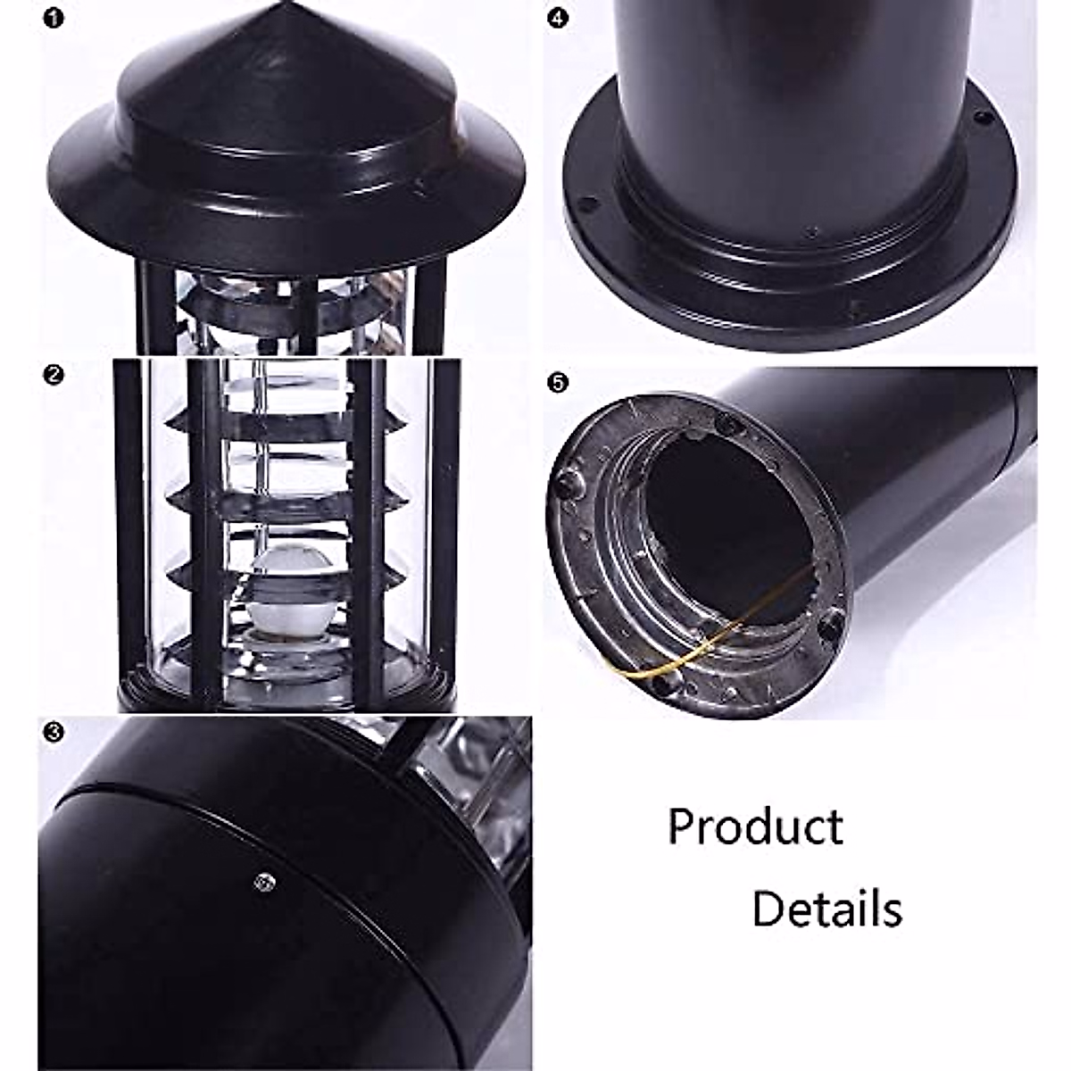 Black E27 Acrylic Lampshade Lawn Garden Outdoor Floor Lamp IP42 Waterproof Aluminum Metal Courtyard Community Column Street Light Path Courtyard Villa Park Landscape Pillar Post Lamp