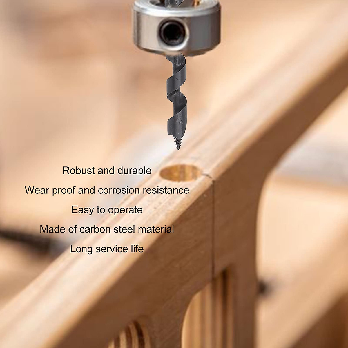 Kadimendium Black Manual Auger Drill High Hardness Multifunctional Auger Bit Light Weight Portable Survival Drill for Wilderness Woodworking(25‑230mm/0.98‑9.06in)