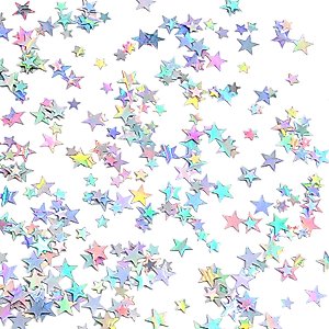 WenmthG 3.52oz / 100g Silver Holographic Star Table Confetti, Glitter Twinkle Little Star, Star Confetti Laser Sequins, Confetti Table Decoration Supplies for Birthday Wedding Party Festival