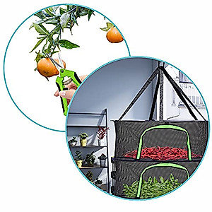 Herb Drying Rack Food Dehydrator Plant Hanging Mesh U Shape 2 Layers Collapsible Dry Net with Zipper, Pruning Scissors, Hook, Herb Rack for Drying Seeds, Herb, Vegs, Fruits, Bud, Plants(24"x15.6")