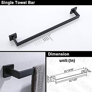 TURS 5-Pieces Bathroom Hardware Set Black Towel Bar Holder Set Stainless Steel Bath Accessories Set Wall Mounted, Q7BK-P5