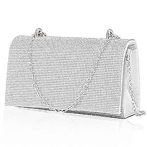 Yokawe Rhinestone Clutch Purses for Women Bling Crystals Evening Bag Wedding Party Prom Cocktail Handbags (Silver)