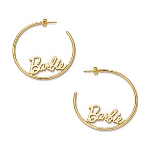 Barbie Script Logo Hoop Earrings (Gold)