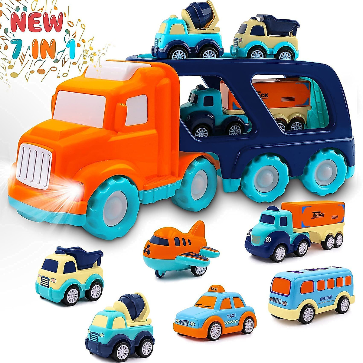Nicmore Toddler Toys Transport Car for Boys Bundle with Construction Toys Truck Transform into Robot Toys for 3 4 5 6 Year Old Boys Girls Kids Toys Vehicles Christmas Birthday Gifts for Boys Girls