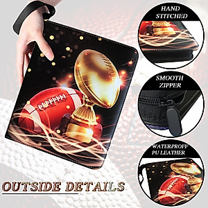 Trading Card Binder 900 Pockets, Football Card Binder Holder with 50 Removable Sleeves Fits 900 Sport Cards, Football Card Gifts Collector Album with Zipper Storage Display Case