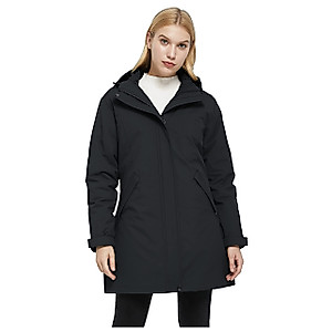 Ampake Women's 3 in 1 Parka Jacket Warm Winter with Detachable Puffer Coat (Black,L)