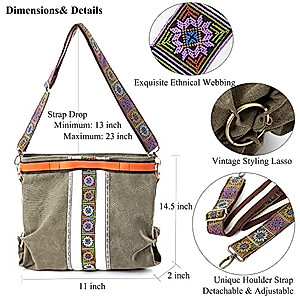 Women Canvas Crossbody Bag Shoulder Bag, Vintage Heavy-duty Tote Handbag (Grass Green)