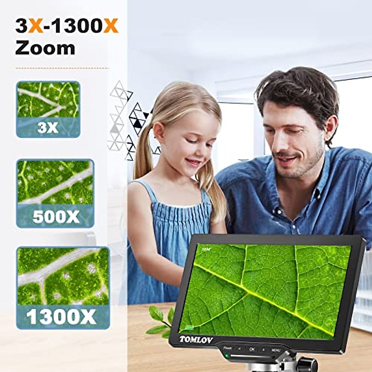TOMLOV DM202 HDMI Digital Microscope,10.1 Inch LCD Microscope,16MP Coin Microscope Camera with Screen for Adults, Micro Soldering Microscope, TV/Windows/Mac Compatible, 32GB Card Included