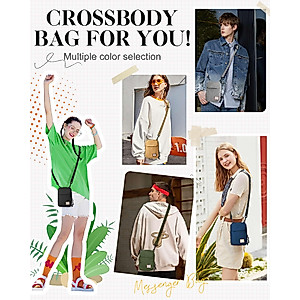 Green Mini Crossbody Bag Small Shoulder Bag For Men Travel Wallet Passport Holder Phone Purse Unisex, Mini Messenger Satchel Bag For Women Fanny Pack Neck Pouch Bag With Headphone Jack