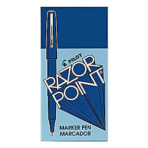 PILOT Razor Point Fine Line Marker Pens, Ultra-Fine Point (0.3mm) Blue Ink, 12-Pack (11004)