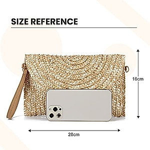 LUI SUI Straw Clutch Purse Bags for Women Summer Beach Purse Woven Straw Shoulder Bags Beach Clutch Bags