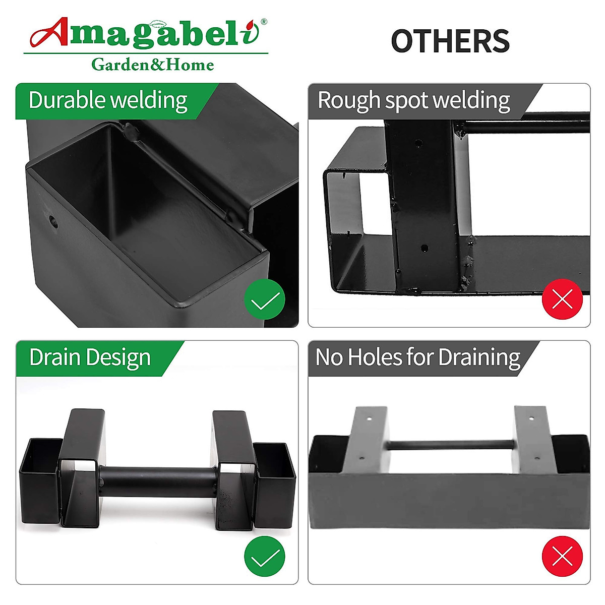 Amagabeli 2Pack Firewood Bracket Rack Outdoor Bundle 5 Pieces Fireplace Tools