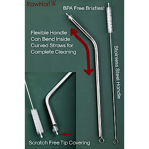 2 Drinking Straw Cleaning Brush LONG - Bristle Cleaner for Stainless Steel Drink Straws Heavy Duty Brushes For Washing Glass Silicone Metal Straws Tea Pot Spout Mini Micro Bottle