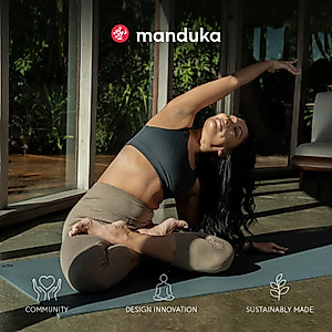 Manduka eKOlite Yoga Mat - 4mm Thick Travel Mat, Eco Friendly, Natural Tree Rubber, Superior Catch Grip, Dense Cushioning for Support and Stability in Yoga and Pilates, 79 inches, Charcoal