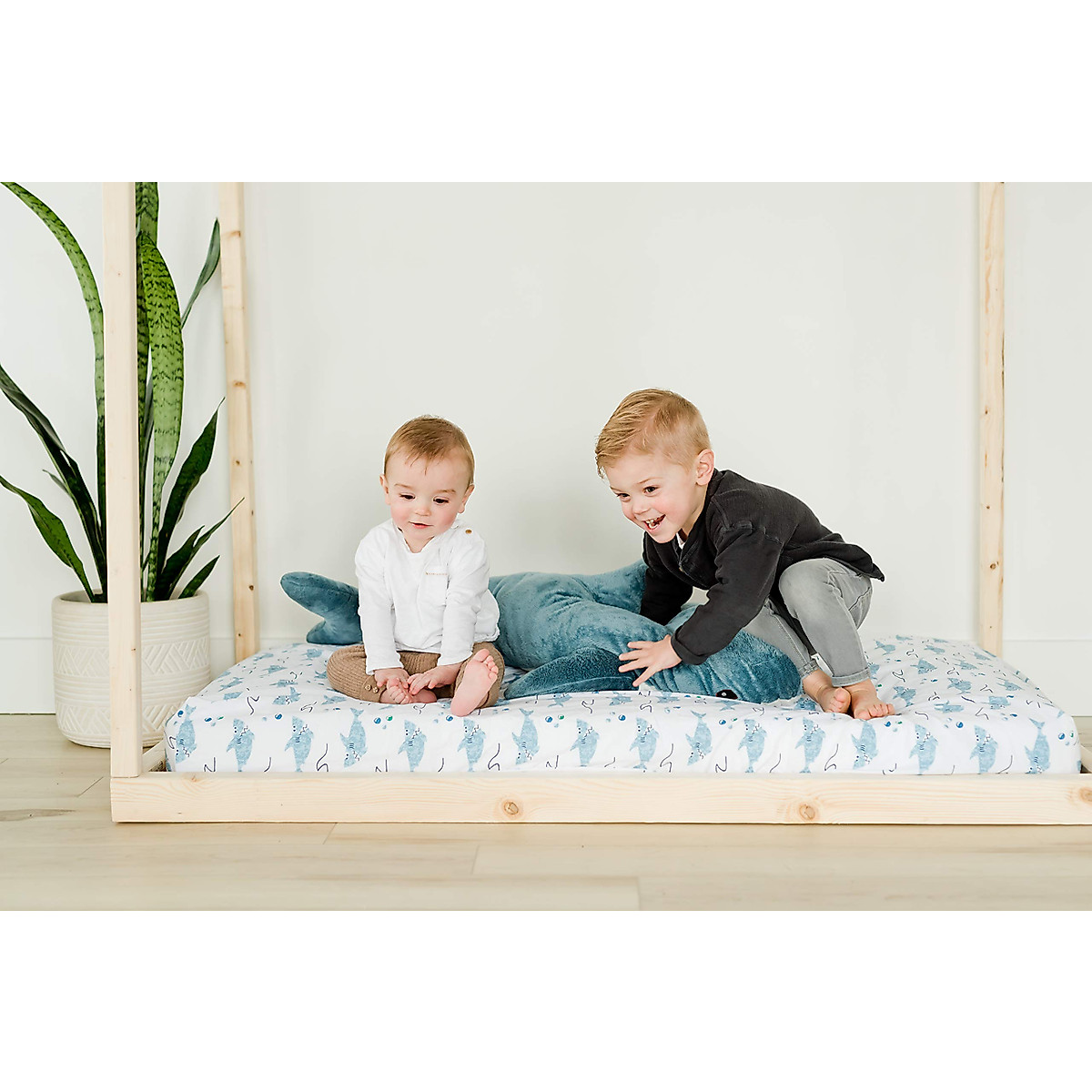 100% Cotton Fitted Crib Sheet - Premium Baby Bedding - Soft, Breathable & Durable - Shark Print