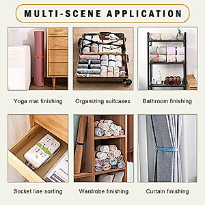 LELE LIFE 30Pcs Roll-up Clothes Storage Elastic Band, Adjustable Clothing Storage Strap with Button and Buttonholes, Travel Luggage Space Saver, Drawer and Closet Organizer, White