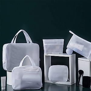 Cabilock 1pc Waterproof Cosmetic Bag White Makeup Bag Zipper Mesh Pouch Waterproof Makeup Bag Zipper Cosmetic Purse Mesh Bag Travel