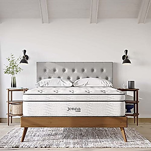 Modway Jenna 14” Innerspring and Memory Foam California King Mattress With Individually Encased Coils, White