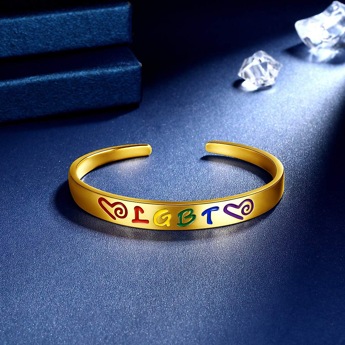 beautlace LGBT Bracelets 18K Gold Plated Gay & Lesbian Pride Bracelet Charm Jewelry for Men and Women KB0006Y