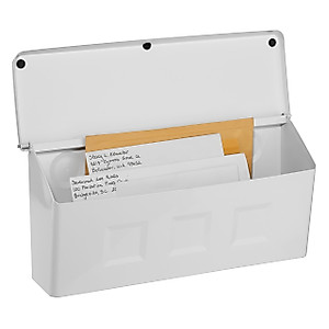 Architectural Mailboxes Wayland Galvanized Steel Wall Mount Mailbox, 2689W-10, White, Small Capacity