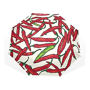 Kids Umbrella For Travel Abstract Seamless Red Hot Chili Windproof Umbrella Windproof Travel Rain & Wind Resistant Compact And Lightweight For Business And Travels