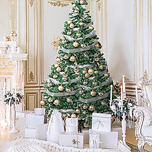 Gold Christmas Tree Ornaments Decorations: Golden Xmas Ornaments Shatterproof Decor- 2.36inches | 60mm Small Christmas Baubles Set Plastic