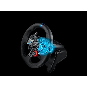 Logitech G29 Driving Force Racing Wheel and Floor Pedals, Real Force Feedback, Stainless Steel Paddle Shifters, Leather Steering Wheel Cover, Adjustable Floor Pedals, EU-Plug, PS4/PS3/PC/Mac, Black