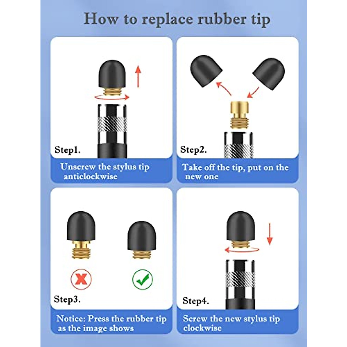 Smozer Stylus Pens for Touch Screens(2-Pack), Sensitivity & Precision Stylus Pens for iPhone/iPad Pro/Samsung Galaxy/Tablets and All capacitive Touch Screen Devices + 4 Replaceable Rubber Tips