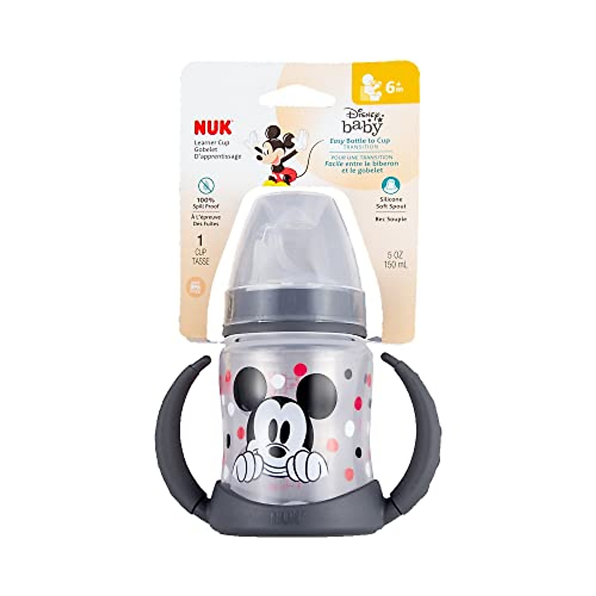 NUK Disney Learner Spill Proof Sippy Cup, Mickey Mouse, 5 Oz 1Pack – BPA Free, Spill Proof Sippy Cup