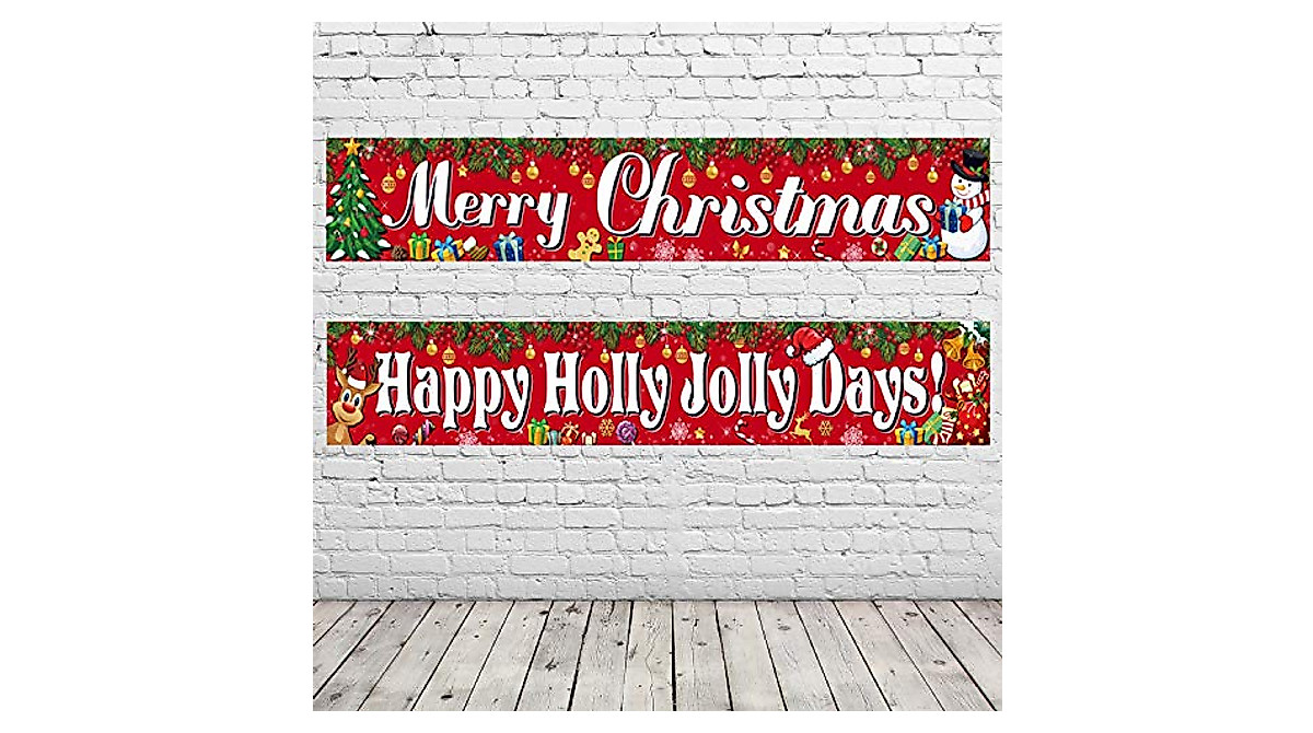 Festive 2-Pack Christmas Banners for Holiday Decor