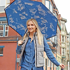totes InBrella Reverse Close Umbrella, Invisible Water Repellent Coating, Auto Close