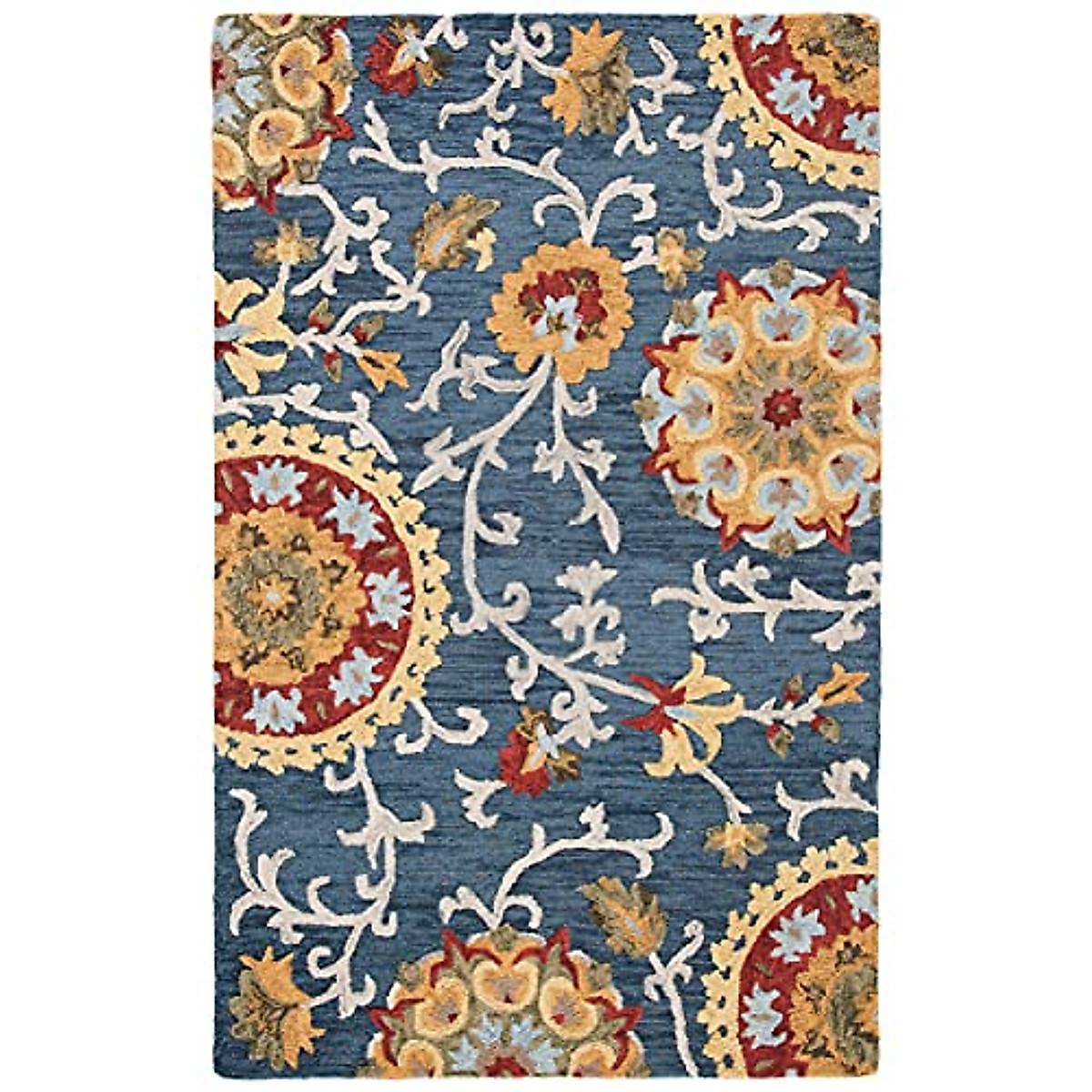 SAFAVIEH Blossom Collection 5' x 8' Navy/Multi BLM401N Handmade Floral Premium Wool Living Room Dining Bedroom Area Rug