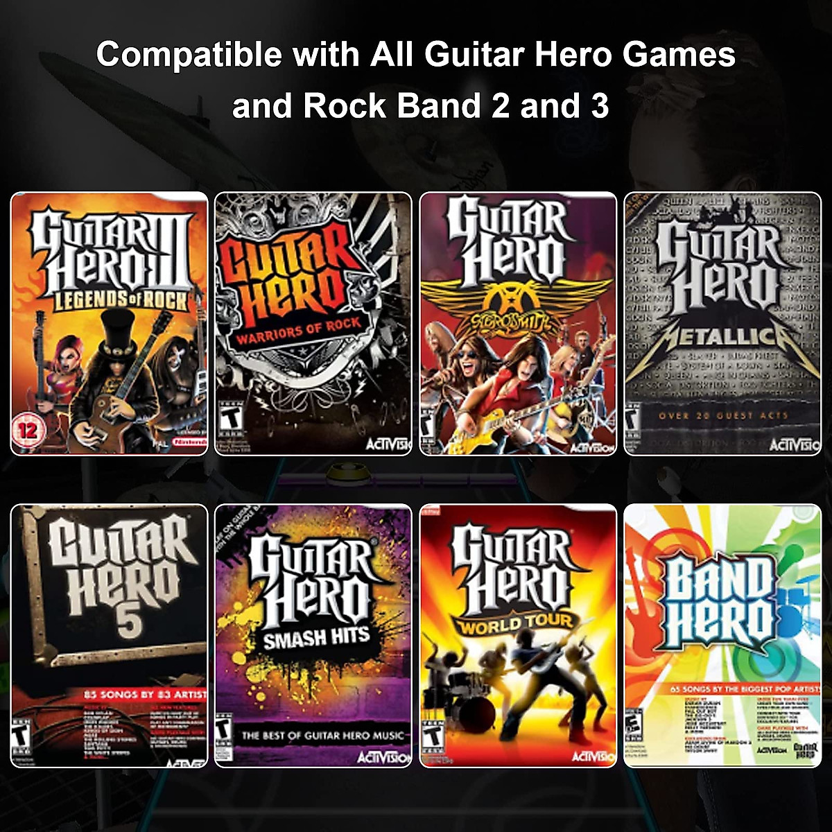 DOYO Guitar Hero Wii for Guitar Hero Guitars, Wireless Wii Guitar Hero Controller Compatible with All Guitar Hero games, Rock Band 2, Clone Hero