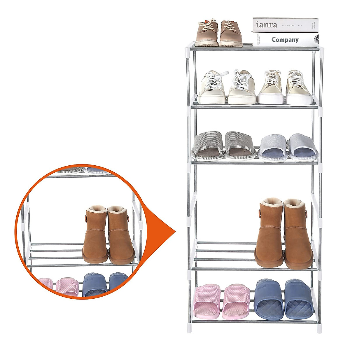 Fouews Small Shoe Rack, Narrow Stackable Shoe Shelf Organizer for Entryway, Doorway and Bedroom Closet (3-Tier, White)