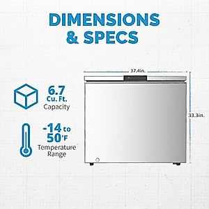 Newair Chest Freezer - 6.7 Cubic Feet Reach In Freezer Chest - Quiet Freezer with Digital Temperature Control, Open Door Alarm, and Fast Freeze Mode - Black