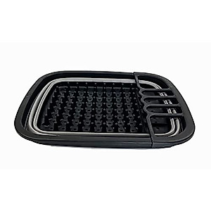 SAMMART 8L (2.11Gallons) Collapsible Dish Drainer - Foldable Drying Rack - Portable Dinnerware Organizer - Space Saving Kitchen Storage Tray (Black/Alloy Grey)