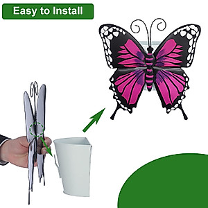 BAYN Set of 3 Butterfly Wall Hanging Planter Decor Art, Metal Wall Mounted Planters Garden Yard Decorative Flower Pot Indoor Outdoor Wall Planter Succulent Plant Container