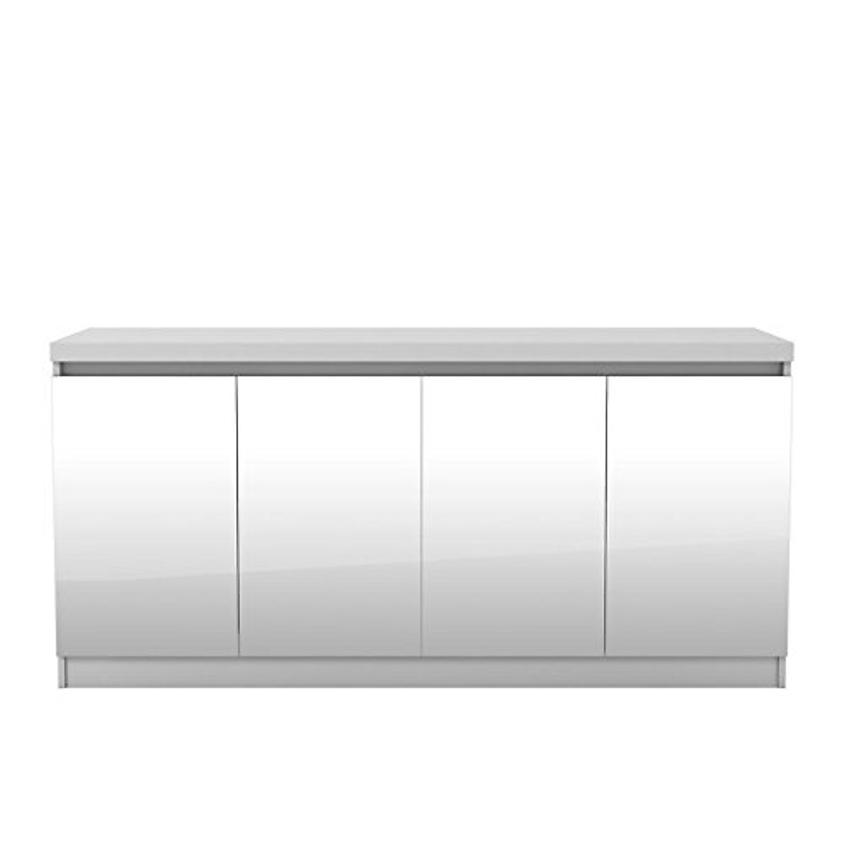 Manhattan Comfort Viennese Collection Mirrored Buffet Cabinet/Dining Console with Compartment Shelves, 62.99" Inches, White Gloss