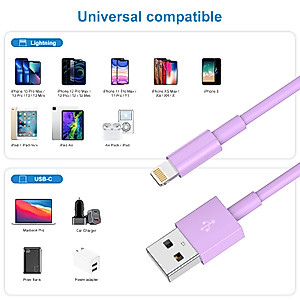 iPhone Charger Cable 10 Ft [Apple MFI Certified], QZIIW 3Pack 10 Feet Long USB to Lightning Cable, Apple Charging Power Cord 10 Foot for iPhone 14 13 12 11 Pro Max Mini XR X 9 8 7Plus 6 6s ipad-Purple
