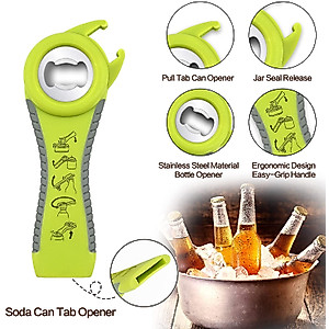 Draduo Jar Opener|5 in1 Bottle Gripper Opener | 5 in1 Multi Bottle Opener | with Silicone Handle Easy to Use for Weak, Senior, Arthritis Hands.