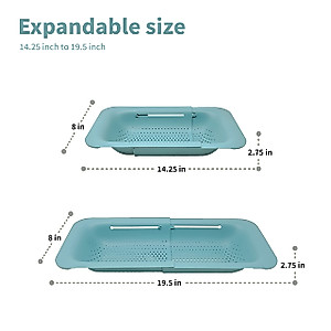 Makerstep Over the Sink Colander Strainer Basket - Expandable, Wash, Drain, and Dry. - New Home Kitchen Essentials, Multifunctional Kitchen Gadgets, Green