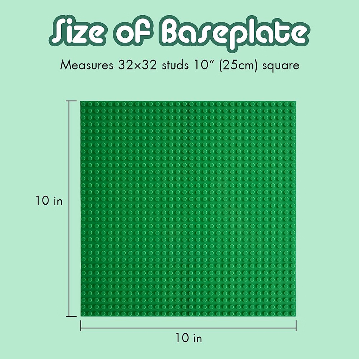 Lekebaby Classic Baseplates Building Base Plates for Building Bricks 100% Compatible with Major Brands-Baseplates 10" x 10", Pack of 12