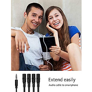 3.5mm Headphone Splitter Cable,ONXE 1/8 Inch AUX Stereo Jack Audio Splitter 1 Male to 2 3 4 Female Adapter Cable for Mp3 Player Mobile Phone Laptop, PC Headphone Speakers(Black)