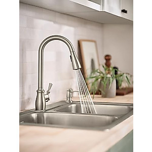 Moen Lainie Stainless Dual-Mount 22-Inch x 33-Inch Stainless Steel Kitchen Sink with Pulldown Kitchen Faucet and Soap Dispenser, All-in-One Kit, 21689