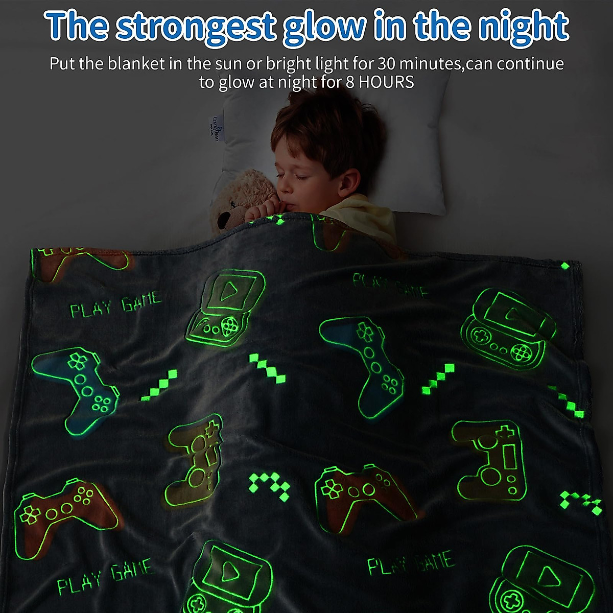 Glow in The Dark Gaming Blanket,Gamer Game Controller Gifts for Boys,Gift Toys for Kids Boys Teen Son Adult Gamepad Presents,Soft Blanket Gifts for Boys for Birthday Christmas Easter Gifts, 50"x60"